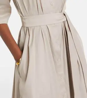 Max Mara Cognac Cotton-blend Midi Dress - Beige