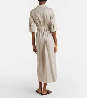 Max Mara Cognac Cotton-blend Midi Dress - Beige