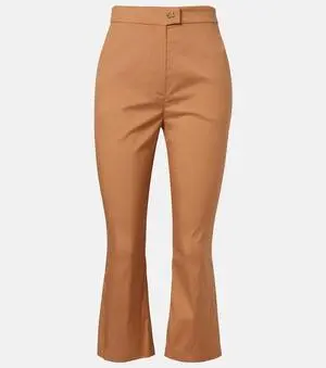 Max Mara Curve Cropped Cotton-blend Straight Pants - Brown