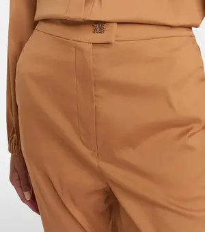 Max Mara Curve Cropped Cotton-blend Straight Pants - Brown