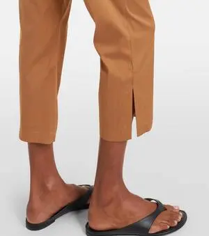 Max Mara Curve Cropped Cotton-blend Straight Pants - Brown