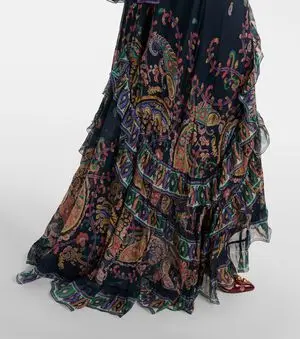 Etro Paisley Tiered Silk Chiffon Gown