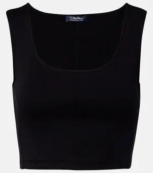 Max Mara Dire Cotton-blend Crop Top - Black