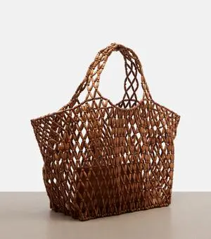 Saint Laurent Icare Cassandre Medium Beaded Shopper - Brown