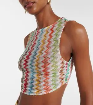 Missoni Zigzag Ruched Lame Crop Top