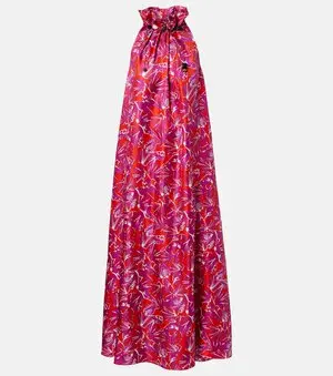 Max Mara Cartone Printed Silk Maxi Dress - Red