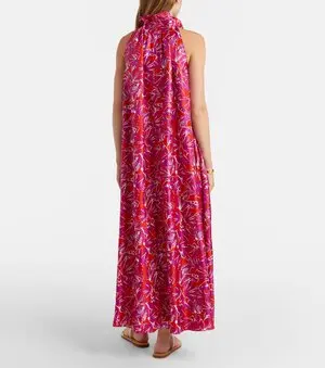 Max Mara Cartone Printed Silk Maxi Dress - Red