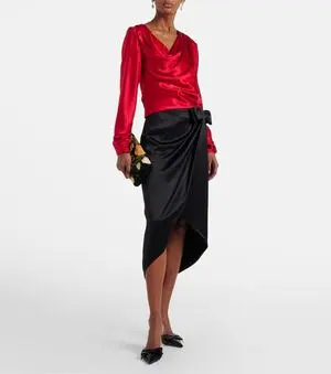 Valentino Garavani Draped Silk Satin Top