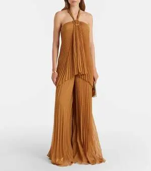 Max Mara Grembo Pleated Wide-leg Pants - Beige