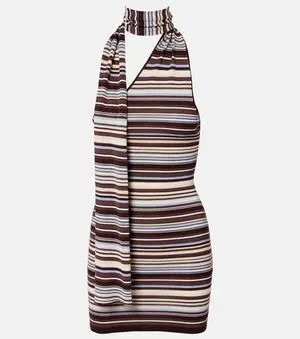 AYA MUSE Knitted Striped Minidress With Scarf Detail - Multicoloured