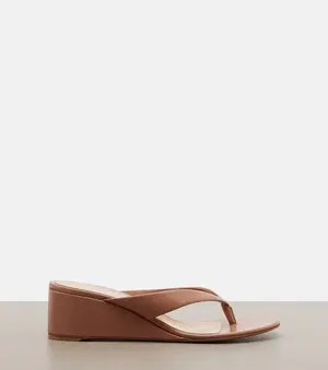 GIANVITO ROSSI Leather Wedge Thong Sandals