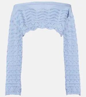 BANANHOT Helena Crochet Cotton-blend Crop Top - Blue
