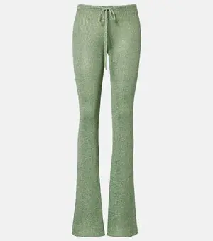 BANANHOT Liz Sequin Flared Trousers - Green