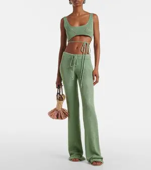 BANANHOT Liz Sequin Flared Trousers - Green