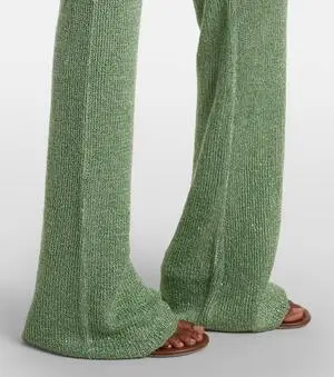 BANANHOT Liz Sequin Flared Trousers - Green