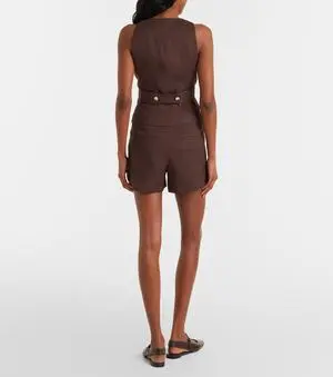 Veronica Beard Haina Linen-blend Twill Shorts - Brown