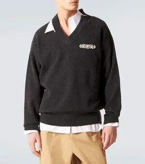 Simone Rocha Cutout Embellished Wool-blend Sweater