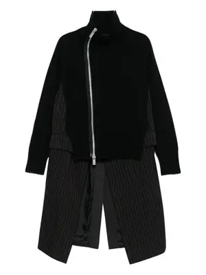 Sacai Stripe Doeskin X Wool Knit Coat Dress