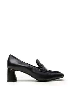 CHUCKIES Leather Block-heel Pumps - Black