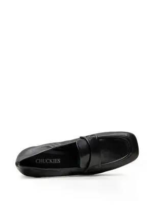 CHUCKIES Leather Block-heel Pumps - Black