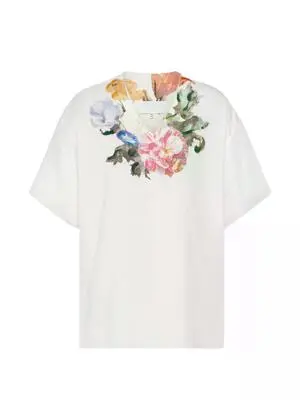 MAISON MARGIELA Floral V-neck T-shirt - White