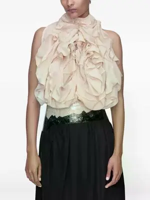 MAISON MARGIELA Ruffled Halter Top - Neutrals