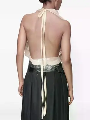 MAISON MARGIELA Ruffled Halter Top - Neutrals