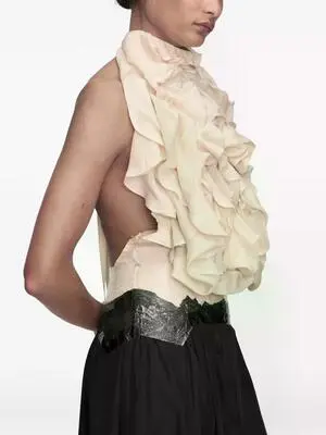 MAISON MARGIELA Ruffled Halter Top - Neutrals
