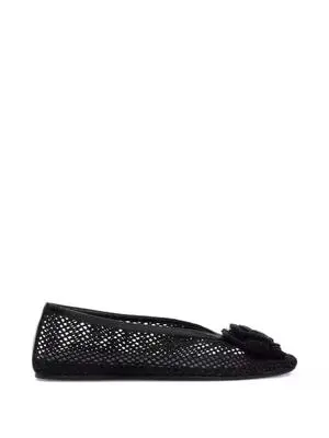 GANNI Jenny Ballerinas In Mesh With Floral Detail - Black