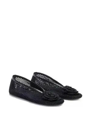 GANNI Jenny Ballerinas In Mesh With Floral Detail - Black