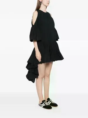 JW Anderson Cold-shoulder Ruffled Dress - Black
