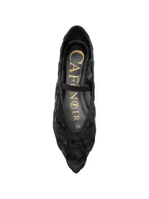 CAFÈNOIR Spiral-appliqué Ballet Flats