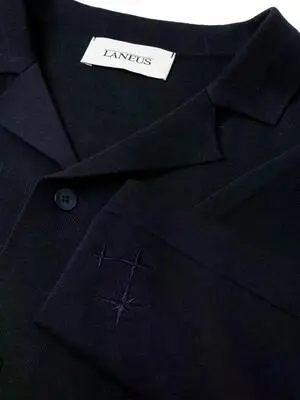 LANEUS Knitted Cotton Shirt - Blue