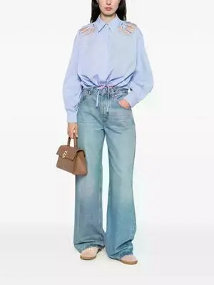 Sandro Embellished Cotton Shirt - Blue