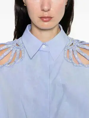 Sandro Embellished Cotton Shirt - Blue
