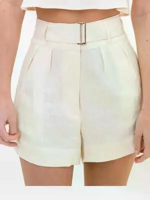 HEVRON Zinna Belted Pleated Shorts - Neutrals