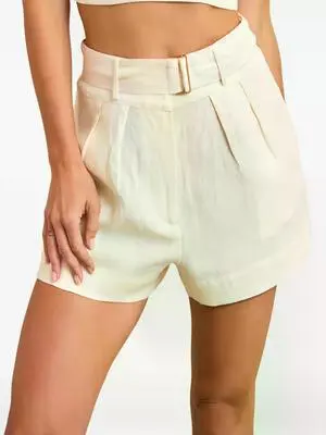 HEVRON Zinna Belted Pleated Shorts