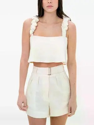 HEVRON Zinna Belted Pleated Shorts - Neutrals