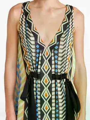 TEMPERLEY LONDON Geometric Print V-neck Dress - Black