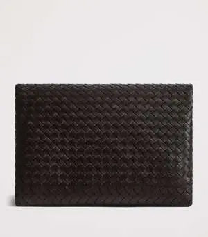 Bottega Veneta Leather Giornale Pouch - Brown
