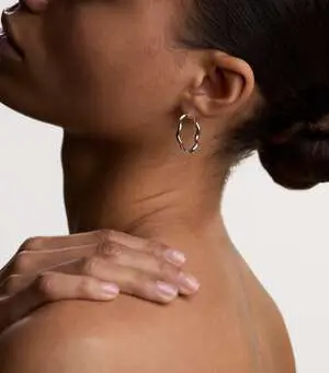 ASTRID & MIYU Rhodium-plated Sterling Ripple Hoop Earrings