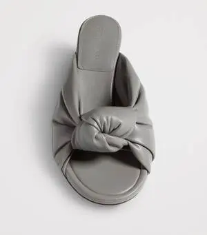 Bottega Veneta Leather Knot Mules - Grey