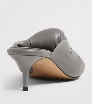 Bottega Veneta Leather Knot Mules - Grey