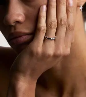 ASTRID & MIYU Rhodium-plated Sterling Ripple Ring - Silver