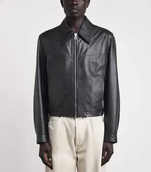 LEMAIRE Waxed Leather Biker Jacket
