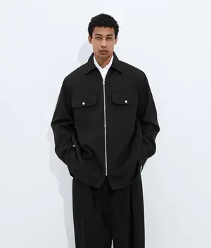 Bottega Veneta Wool Grain De Poudre Overshirt - Double Black