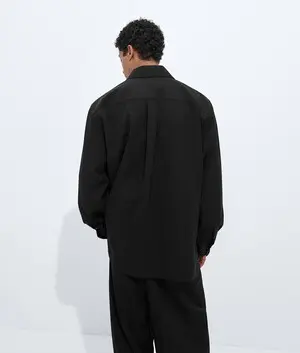 Bottega Veneta Wool Grain De Poudre Overshirt - Double Black
