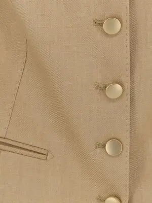 Tagliatore Single-breasted Linen Waistcoat - Beige