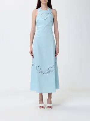 TWINSET Cotton Midi Dress With Embroidery And Lace - Sky