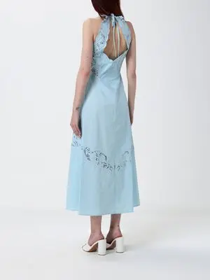 TWINSET Cotton Midi Dress With Embroidery And Lace - Sky